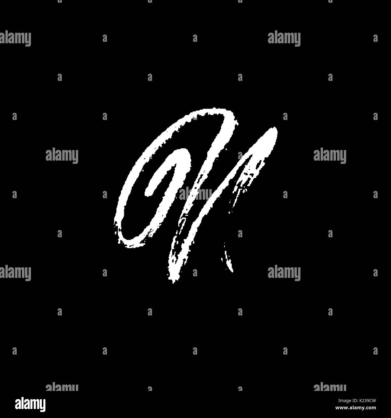 Letter N. Handwritten by dry brush. Rough strokes font. Vector ...