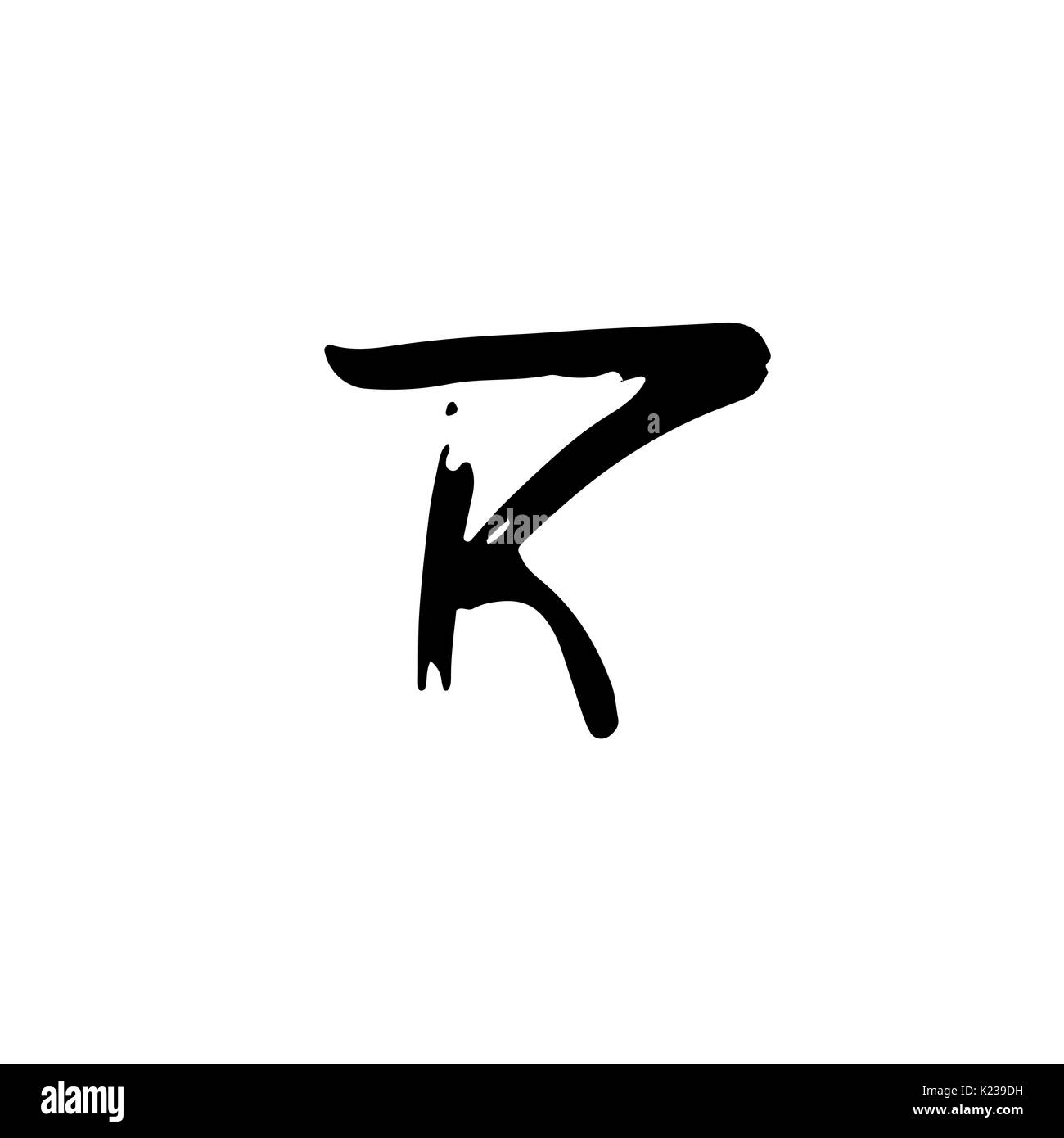 Letter R. Handwritten by dry brush. Rough strokes font. Vector ...