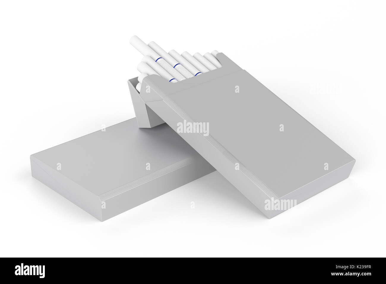 3D render composition of two slim size cigarette boxes or packs on a ...