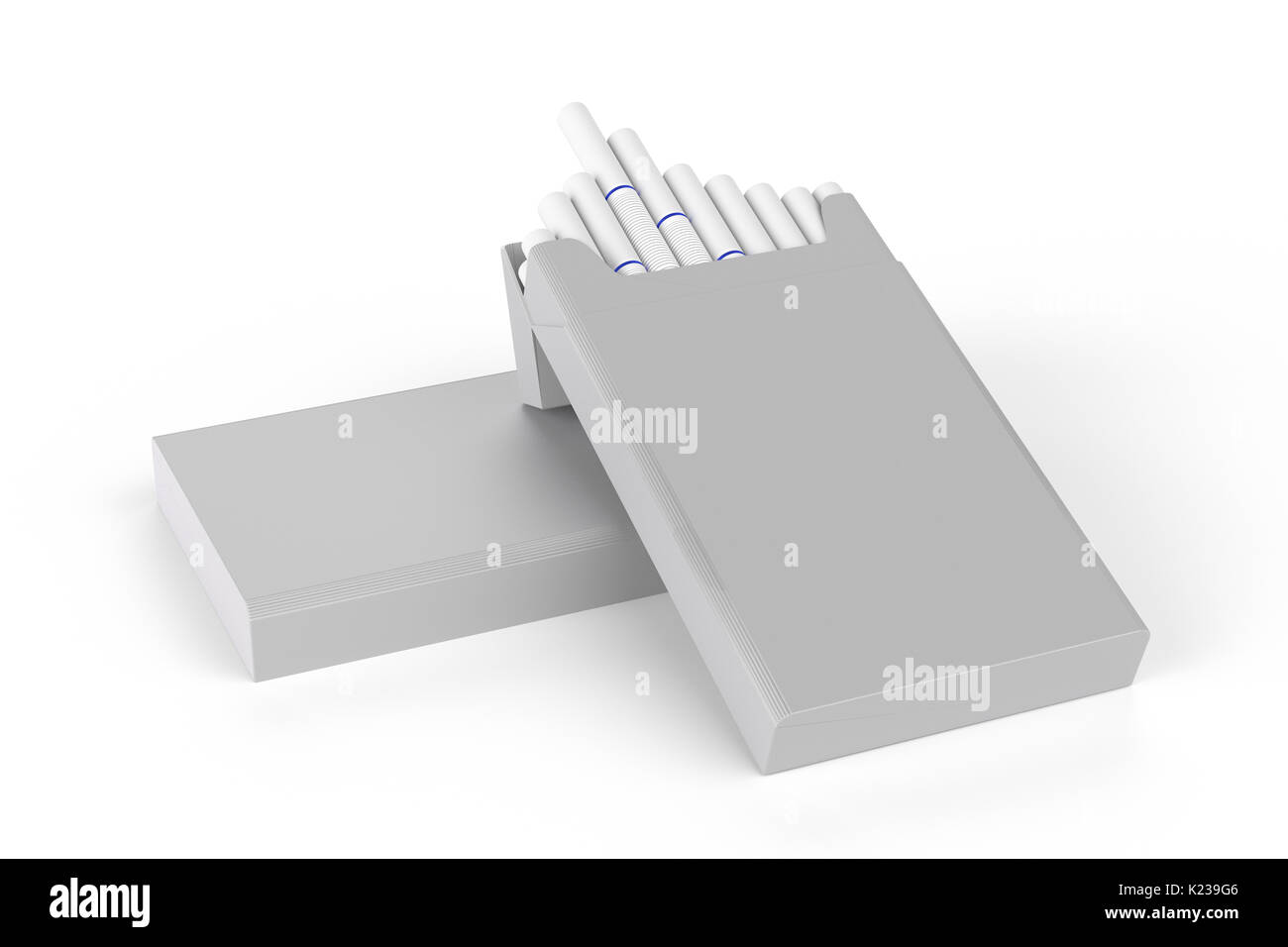 3D render composition of two slim size cigarette boxes or packs on a ...