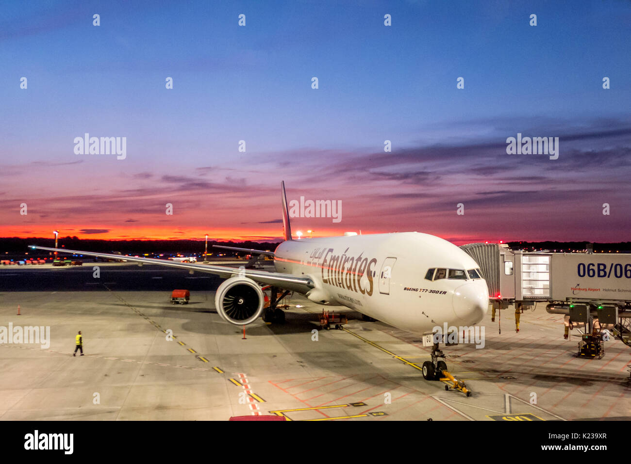 Planes sitting by the terminal at Hamburg Airport, Germany Stock Photo ...