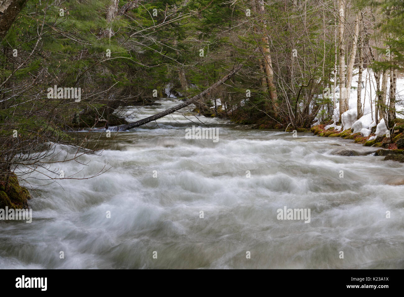 The Pemigewasset River, just above the “The Basin" viewing area, in ...