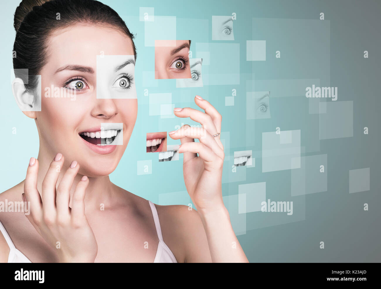 Woman's face collected from different parts Stock Photo - Alamy