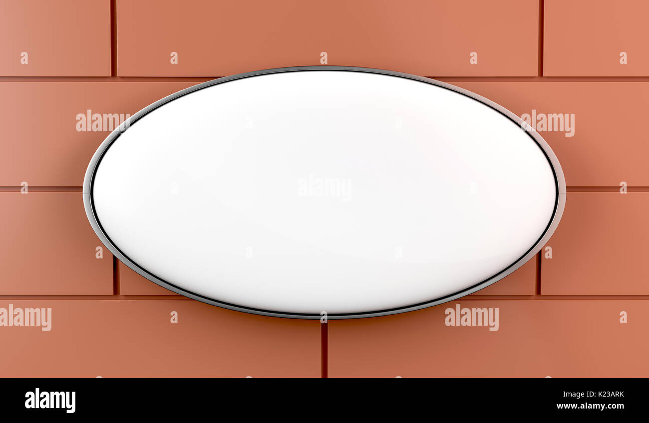 White oval signboard on the wall, front view Stock Photo - Alamy
