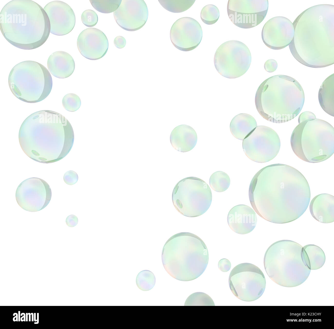3D green soap bubbles. 3D rendering Stock Photo - Alamy