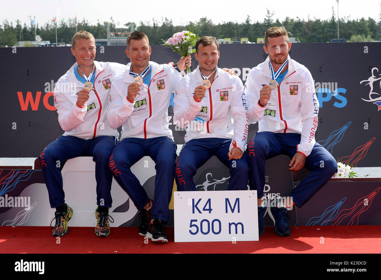 Racice, Czech Republic. 27th Aug, 2017. Third team of the Men K4 500 m ...