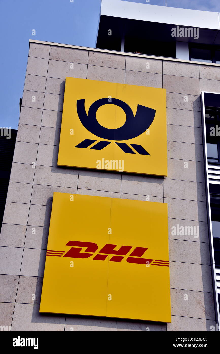 Bonn, Germany. 27th Aug, 2017. View of the Deutsche Post DHL logo at a ...