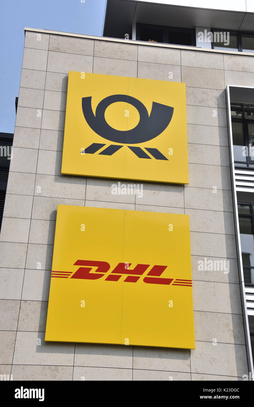 Bonn, Germany. 27th Aug, 2017. View of the Deutsche Post DHL logo at a ...