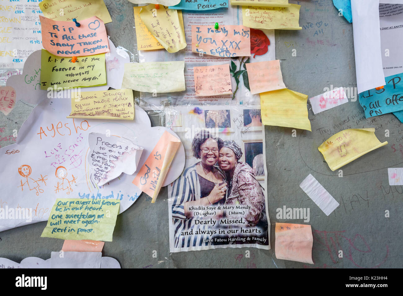 London, UK. 28th Aug, 2017. Grenfell Tower missing persons, memorials ...