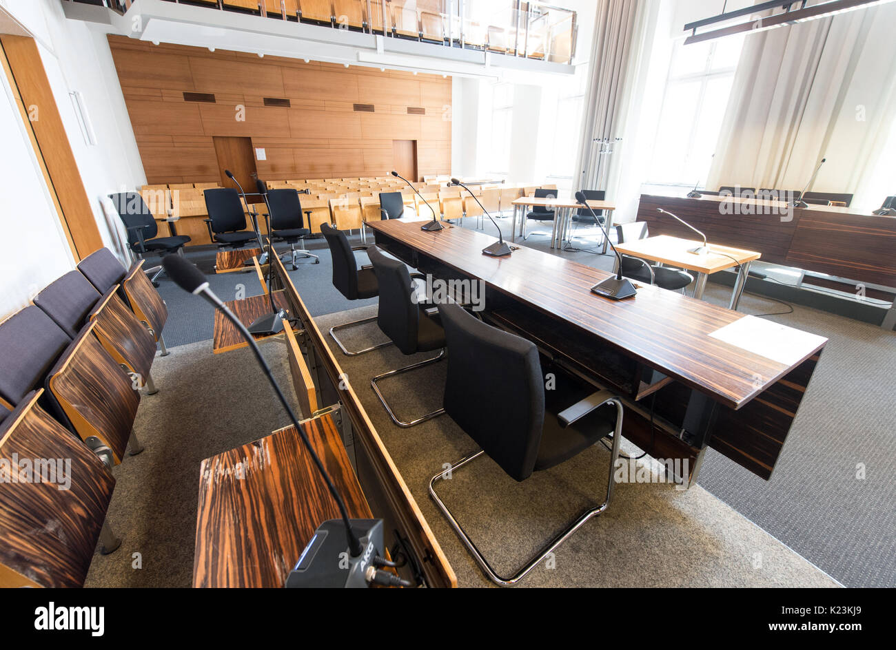Freiburg, Germany. 23rd Aug, 2017. A court room is pictured in the ...