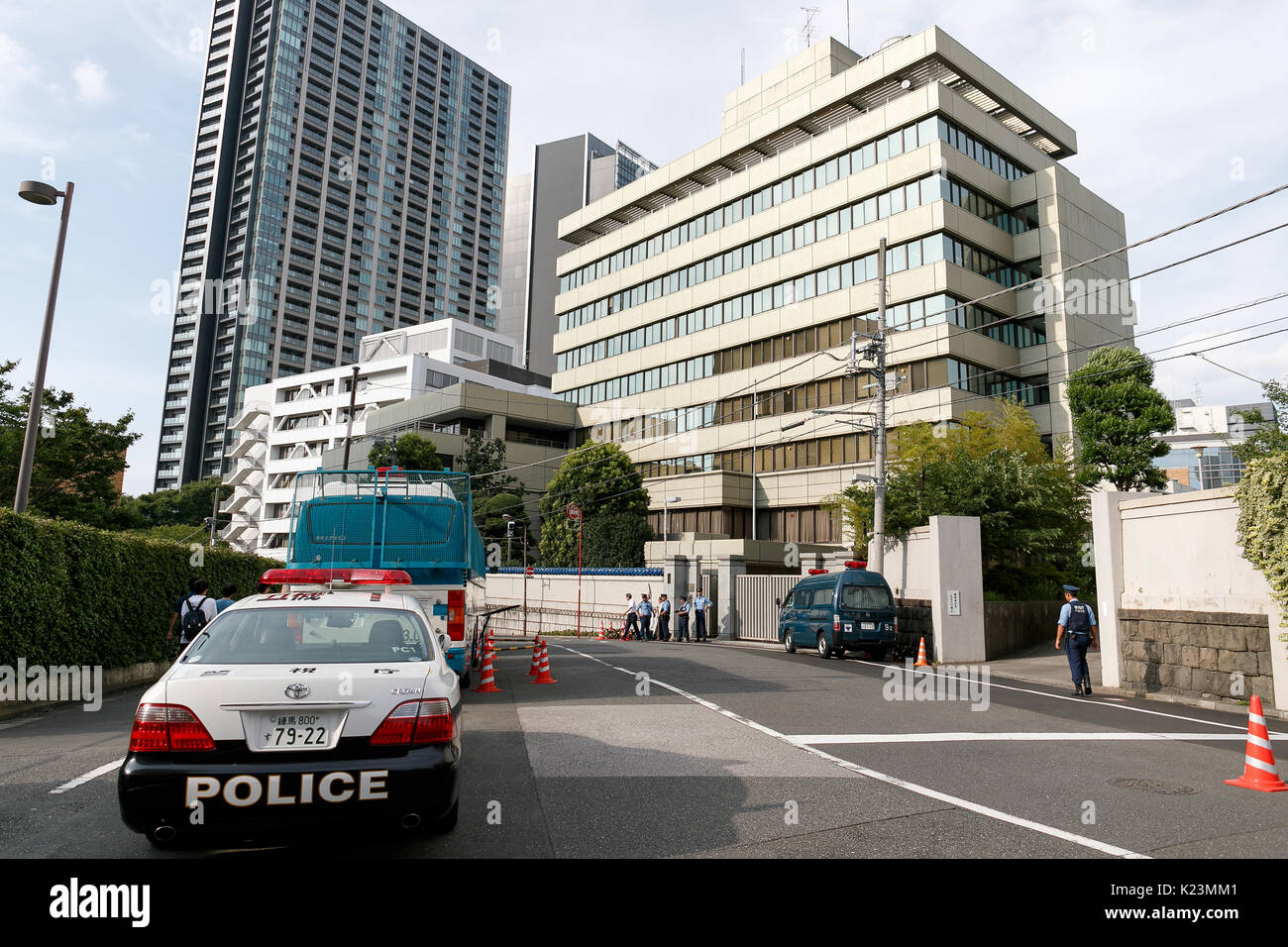 Tokyo, Japan. 29th August, 2017. Japanese police patrol the ...