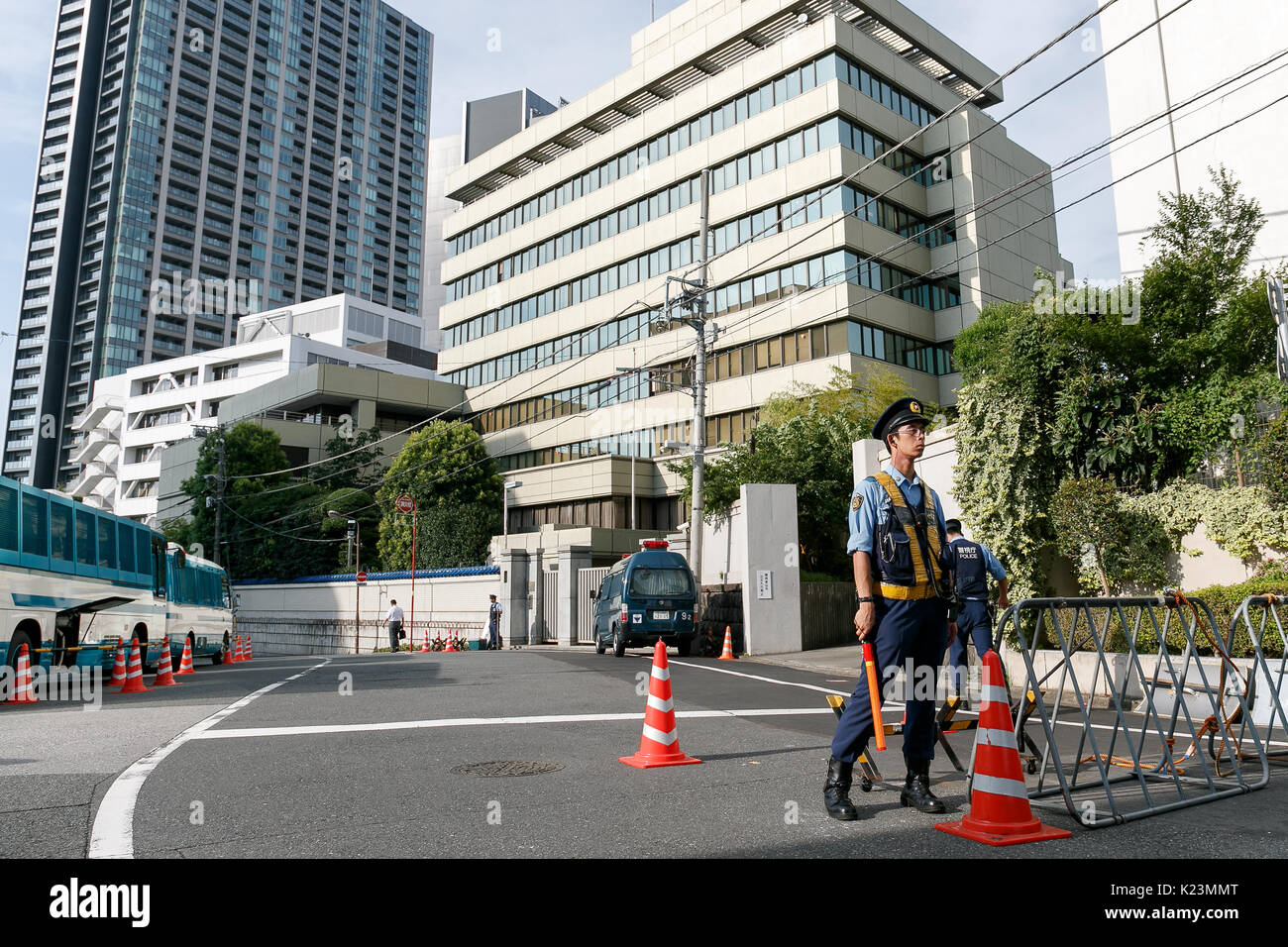 Tokyo, Japan. 29th August, 2017. Japanese police patrol the ...