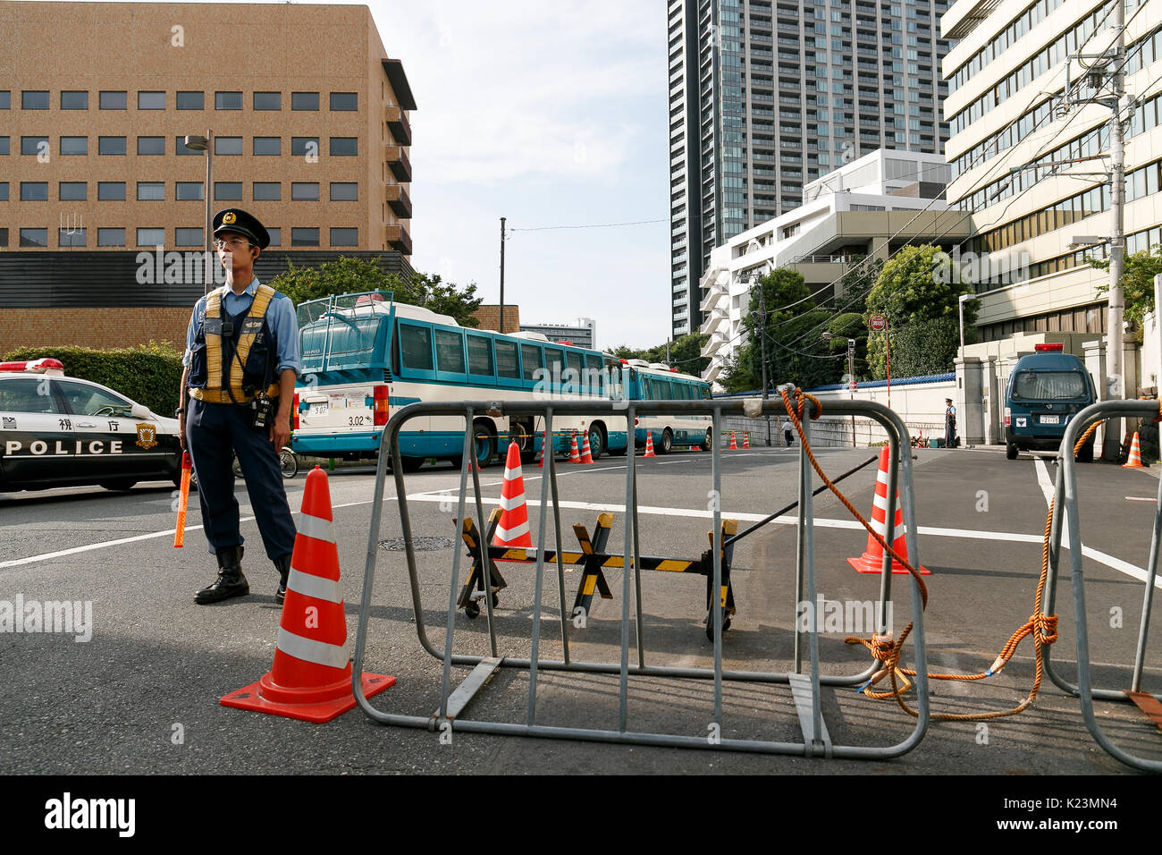 Tokyo, Japan. 29th August, 2017. Japanese police patrol the ...