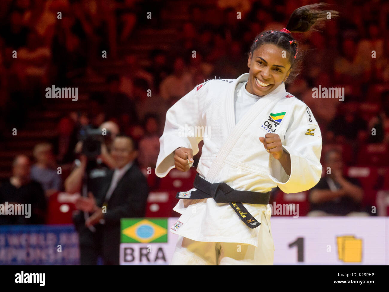 Budapest, Hungary. 29th Aug, 2017. Erika Miranda of Brazil celebrates a ...