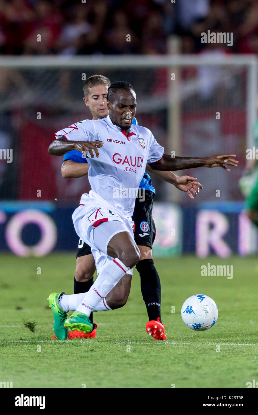 Carpi, Italy. 26th Aug, 2017. (F-B) Jerry Mbakogu (Carpi), Marco Chiosa ...