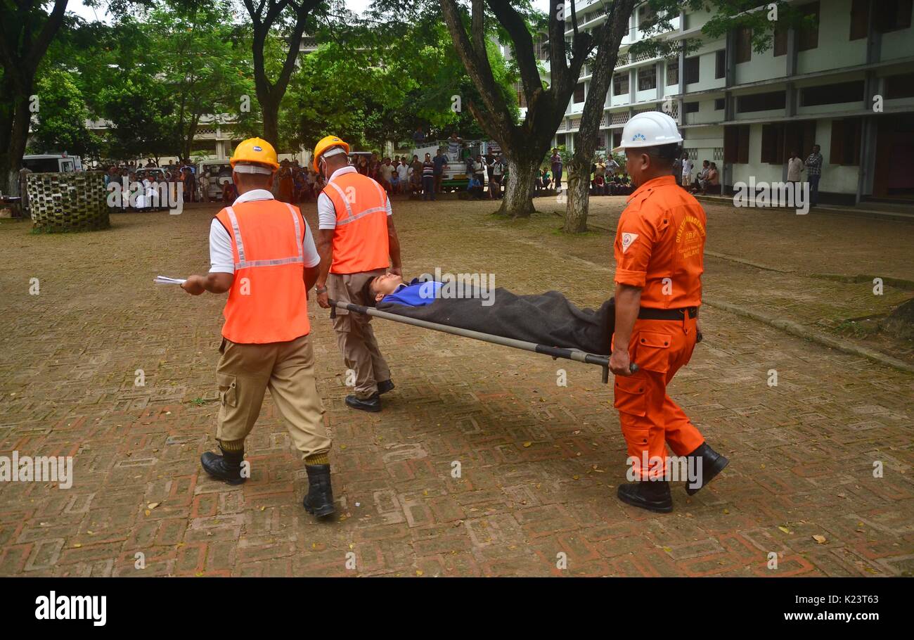 Dimapur, India. 30th Aug, 2017. Members of Nagaland State Disaster ...
