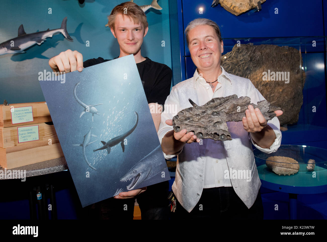 Hanover, Germany. 30th Aug, 2017. The custodian Annette Richter holds ...
