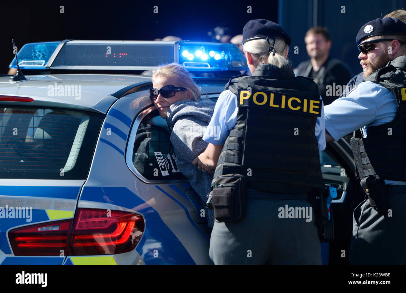 Joint exercise of Bavarian and Czech police in border area in Furth im ...