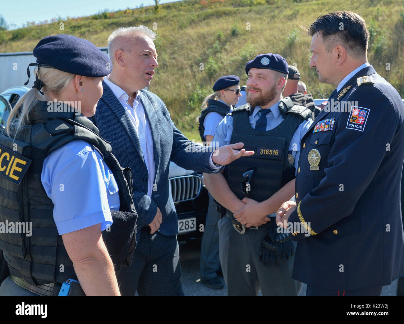 Joint exercise of Bavarian and Czech police in border area, with Czech ...