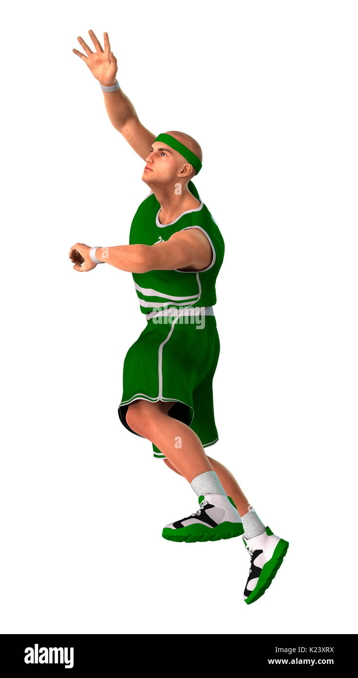 3D rendering of a basketball player isolated on white background Stock ...