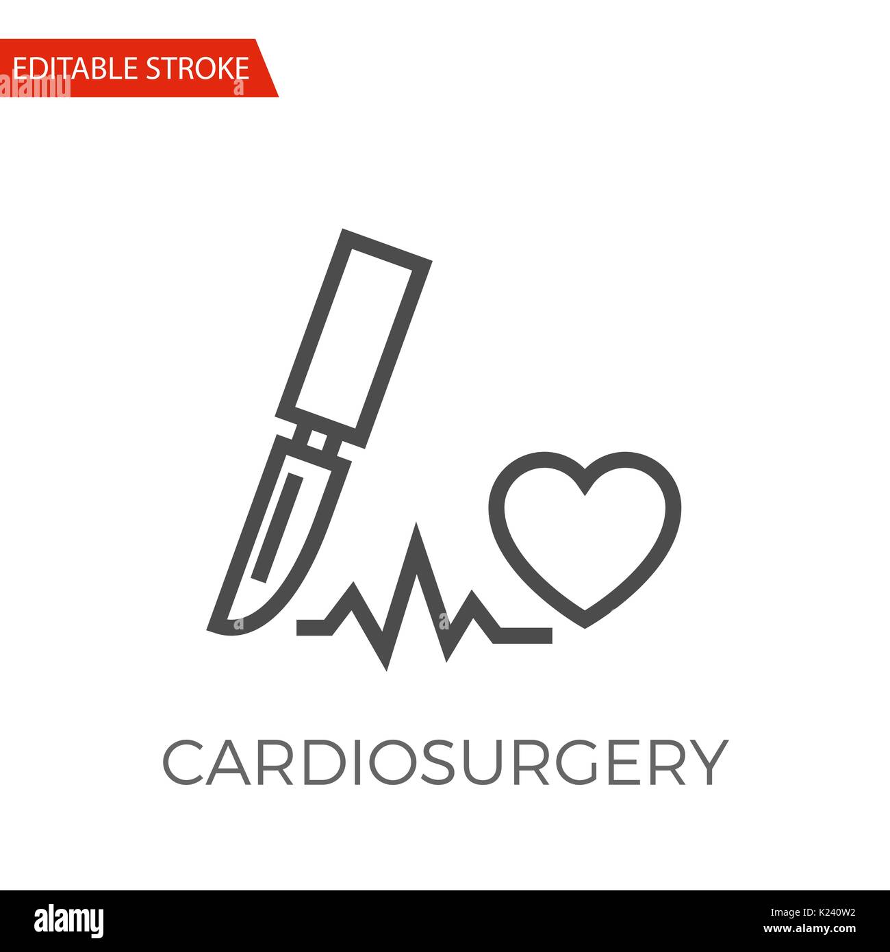 Cardio Surgery Thin Line Vector Icon. Flat Icon Isolated on the White ...