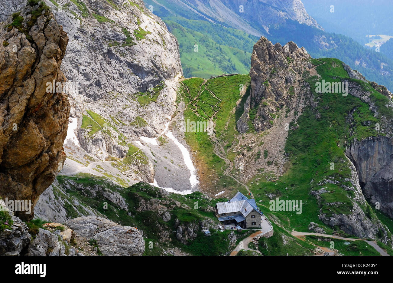 WWI Italian front, Carnic Alps, mount Peralba.The Calvi alpine shelter ...