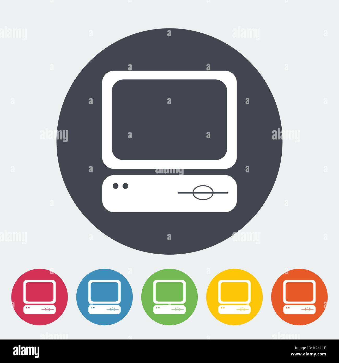Computer. Single flat icon on the circle. Vector illustration Stock ...