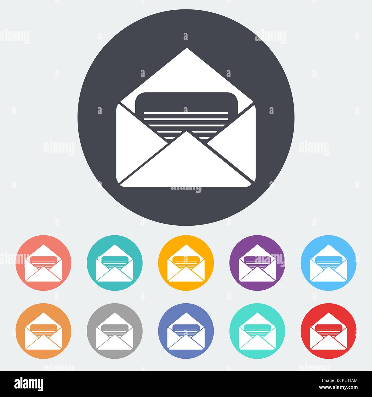 Envelope. Single flat icon on the circle. Vector illustration Stock ...
