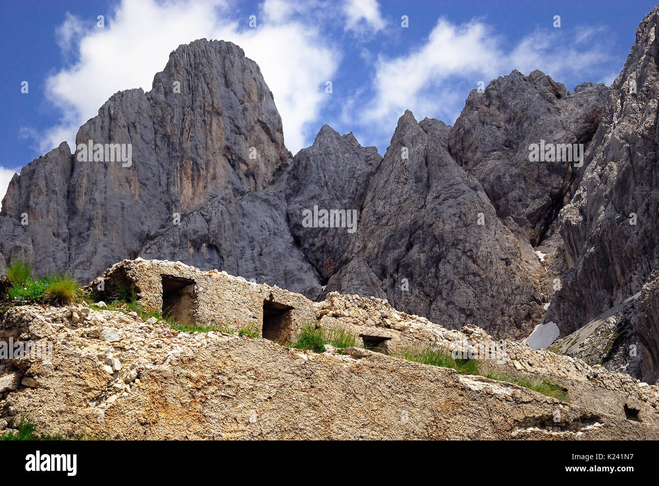 WWI Italian front, Carnic Alps, mount Chiadenis, an Italian trench ...