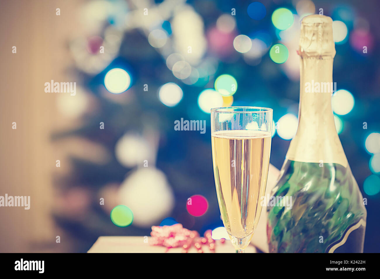 champagne glass and bottle Stock Photo - Alamy