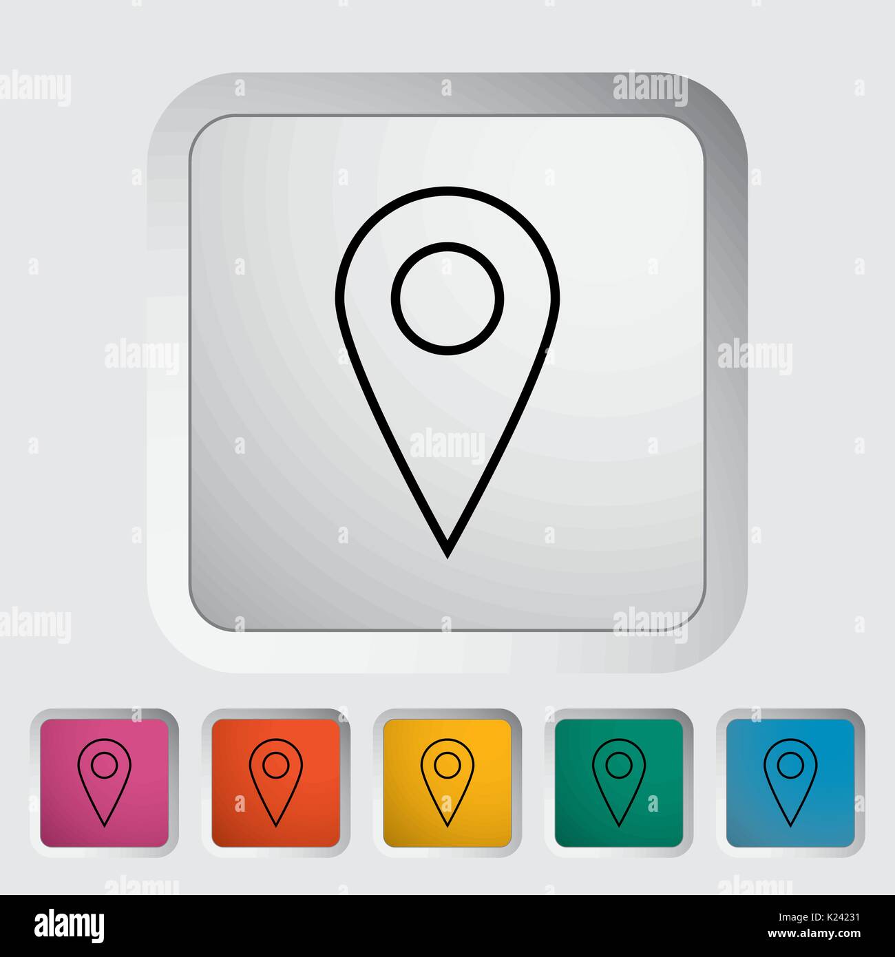 Map pointer. Outline icon on the button. Vector illustration Stock ...