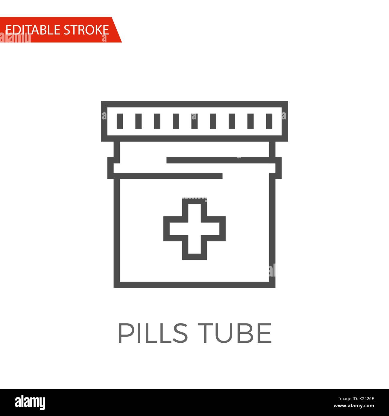 Pills Tube Thin Line Vector Icon. Flat Icon Isolated on the White ...