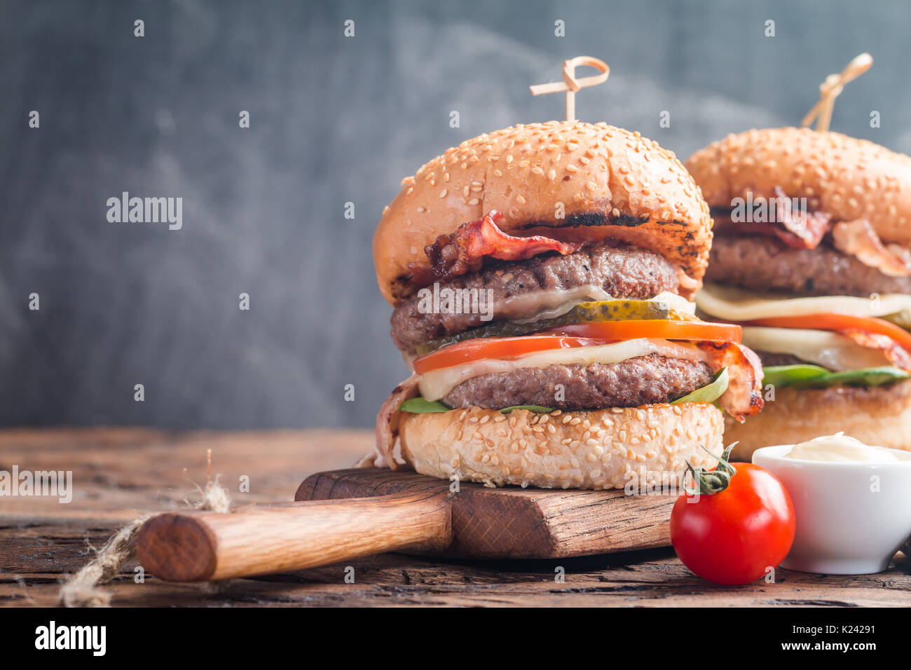 Delicious fresh homemade burger Stock Photo - Alamy