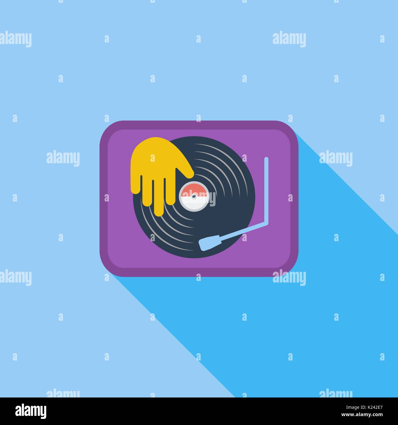 Turntable icon. Flat vector related icon with long shadow for web and ...