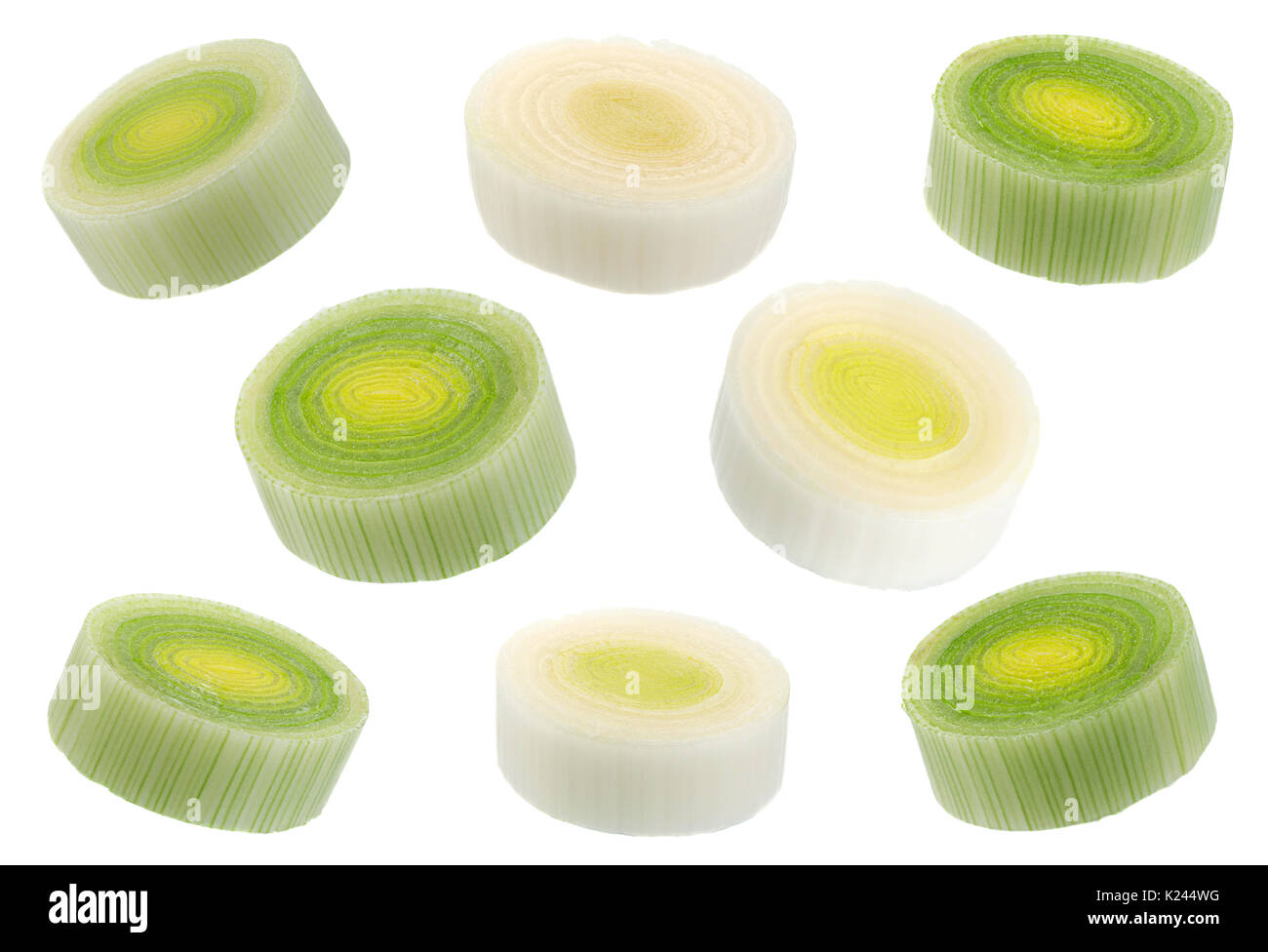 Leek vegetable closeup isolated on white background Stock Photo - Alamy