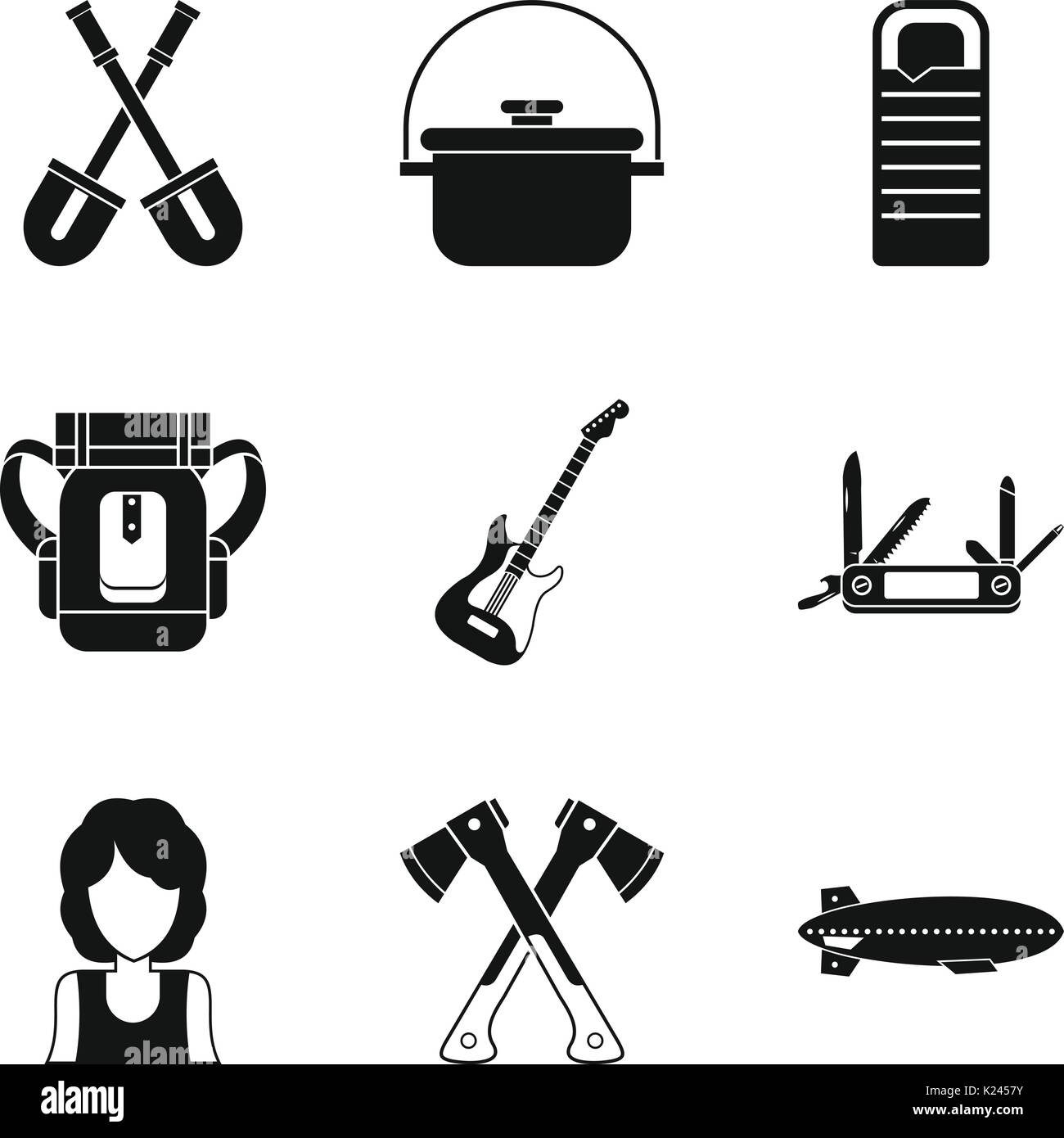Rest by the fire icons set, simple style Stock Vector Image & Art - Alamy