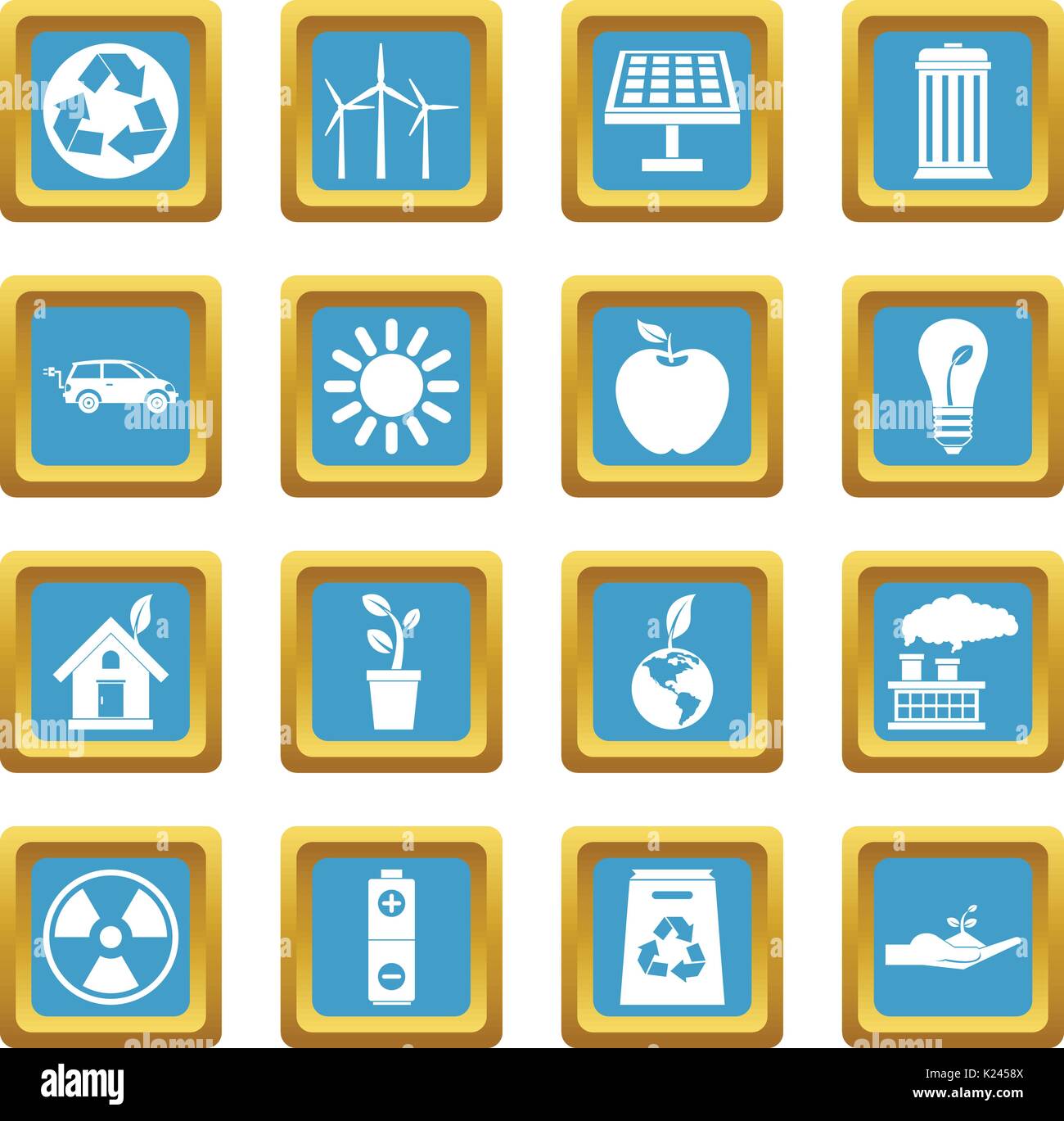 Ecology icons azure Stock Vector Image & Art - Alamy