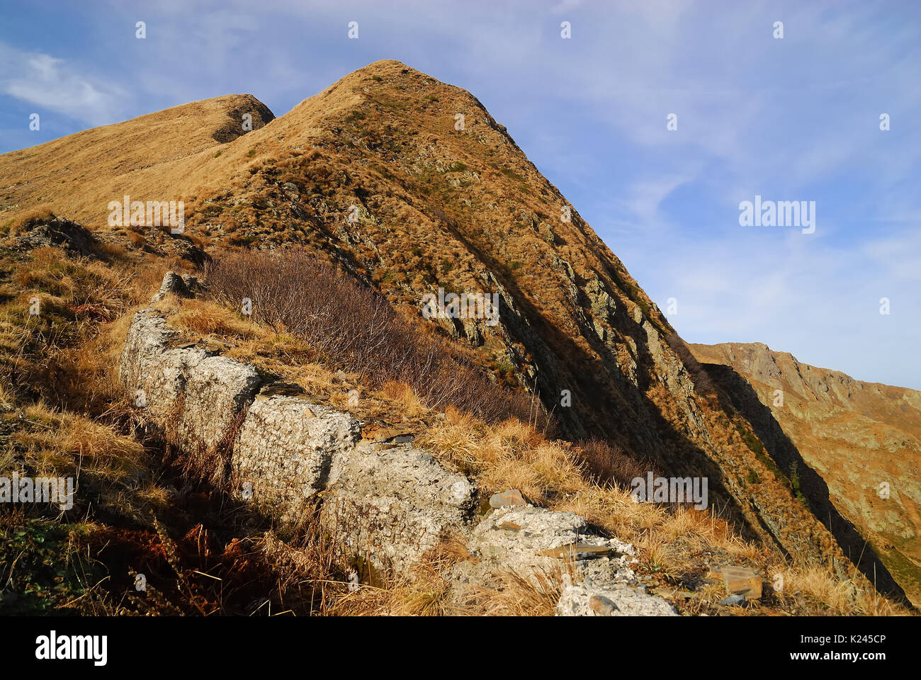 WWI Italian front, Carnic Alps, Avostanis mountain. An Italian trench ...