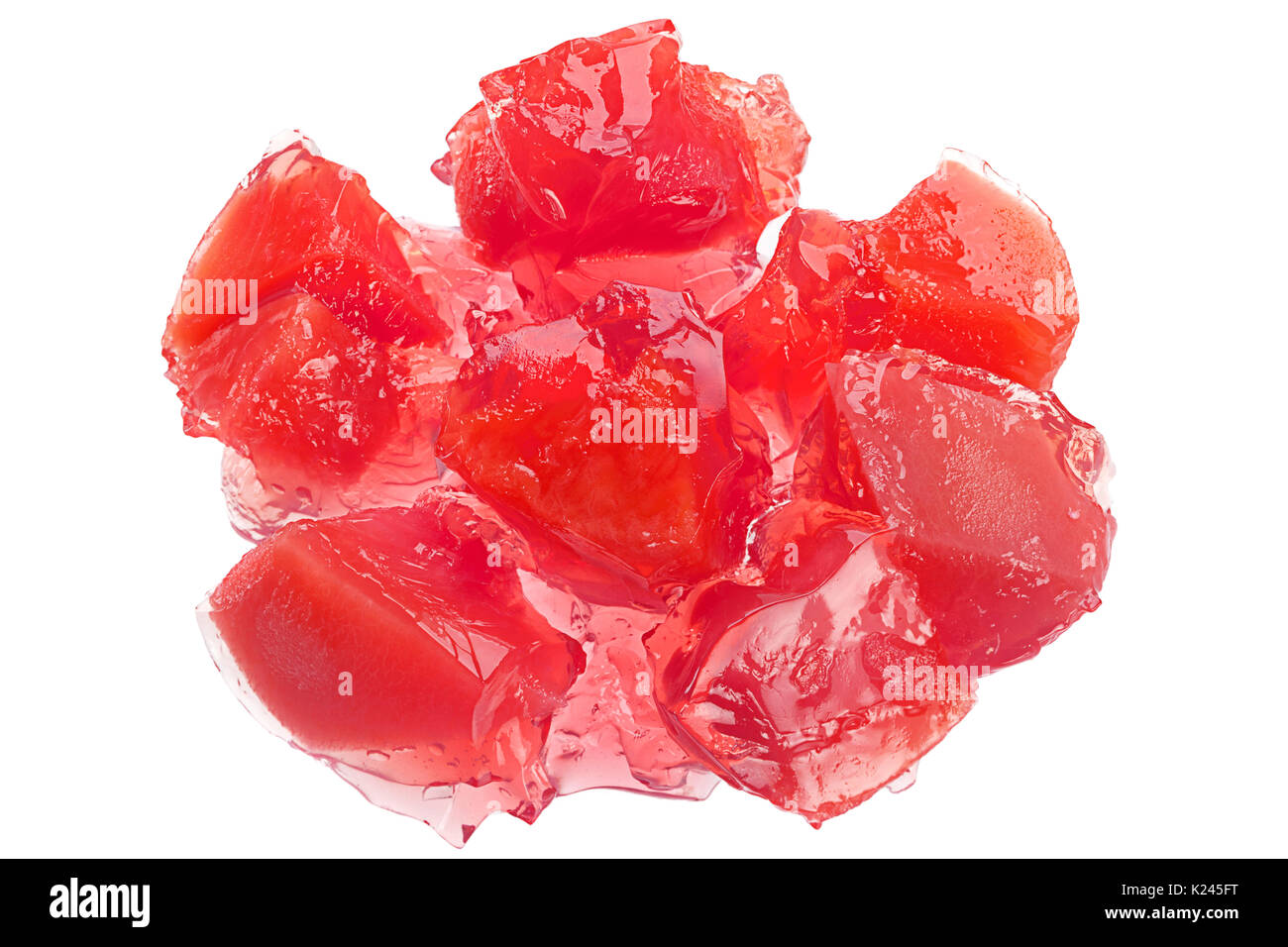 Peach fruit jelly dessert isolated on white Stock Photo - Alamy