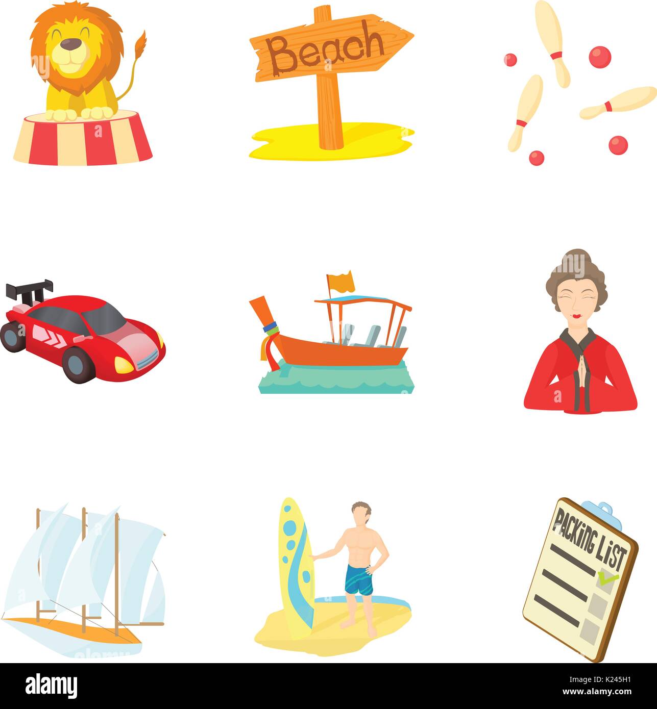 Boat trip icons set, cartoon style Stock Vector Image & Art - Alamy