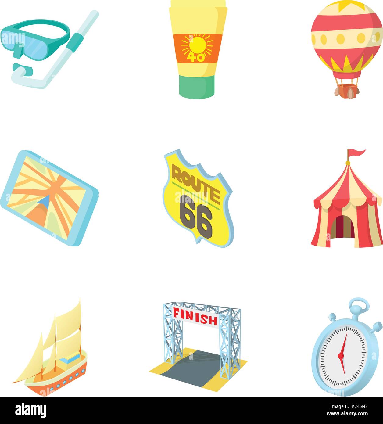 Sun protection icons set, cartoon style Stock Vector Image & Art - Alamy
