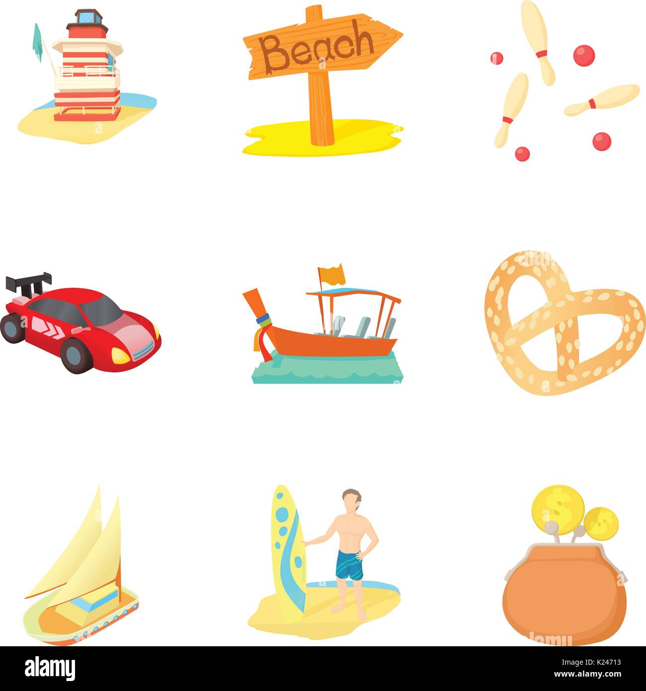 Beach party icons set, cartoon style Stock Vector Image & Art - Alamy