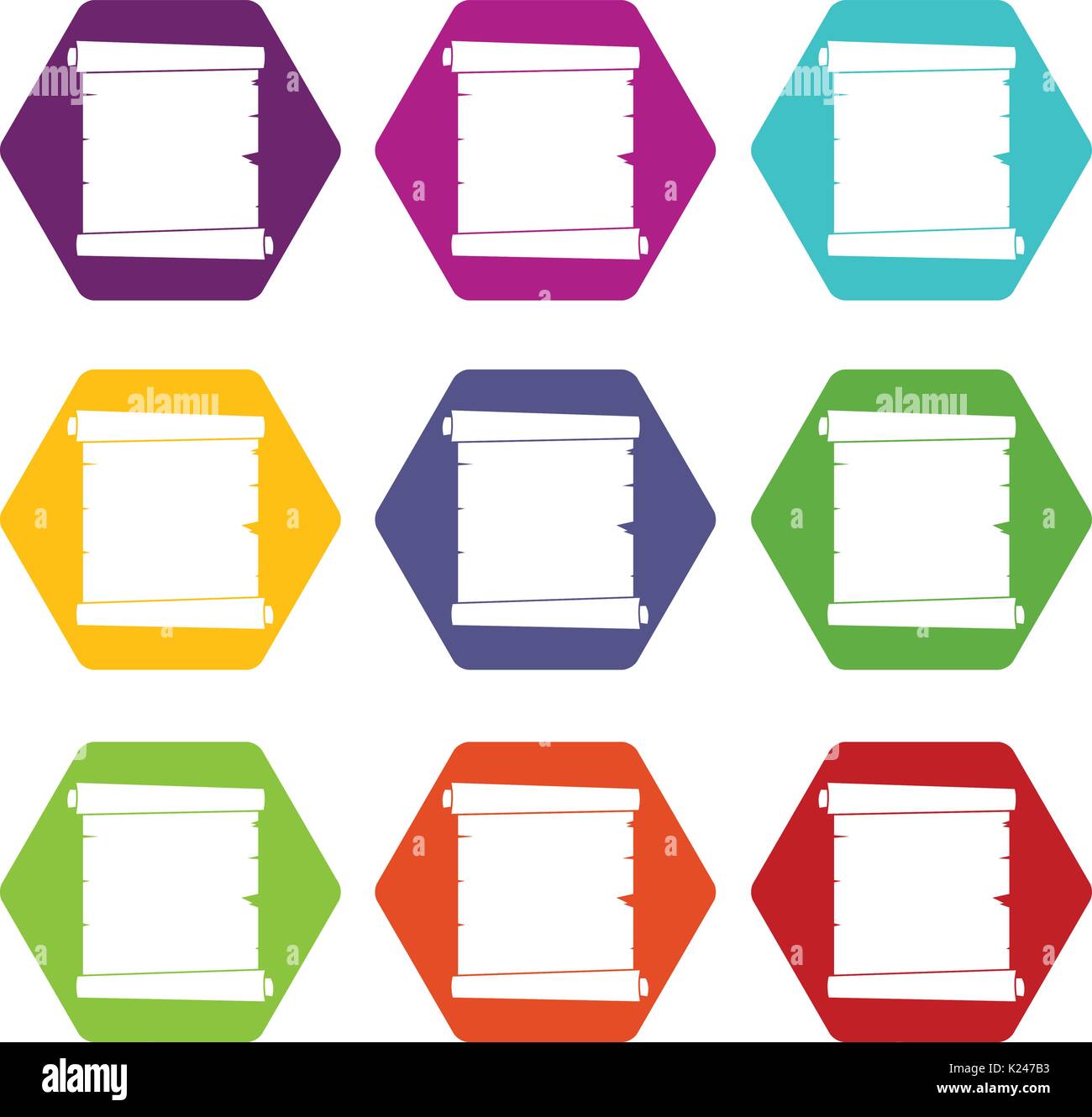 Retro scroll paper icon set color hexahedron Stock Vector Image & Art ...
