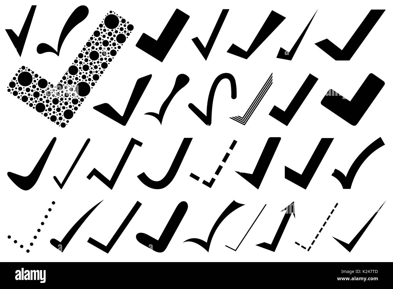 Set of different check marks isolated on white Stock Photo - Alamy