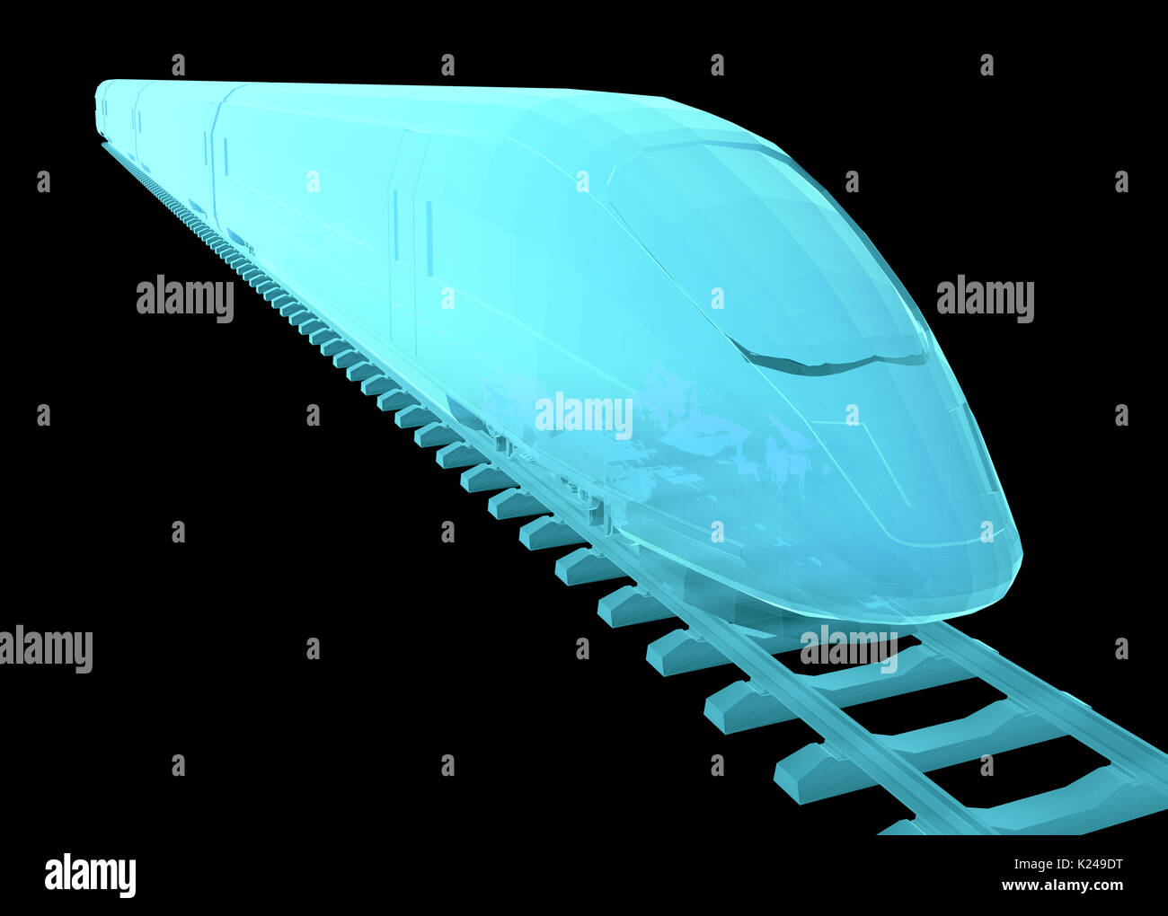 Glow blue high-speed train Stock Photo - Alamy