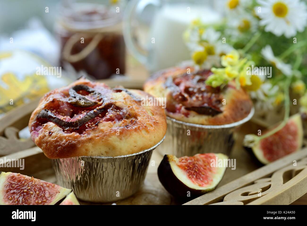 Sweet fig muffins Stock Photo - Alamy