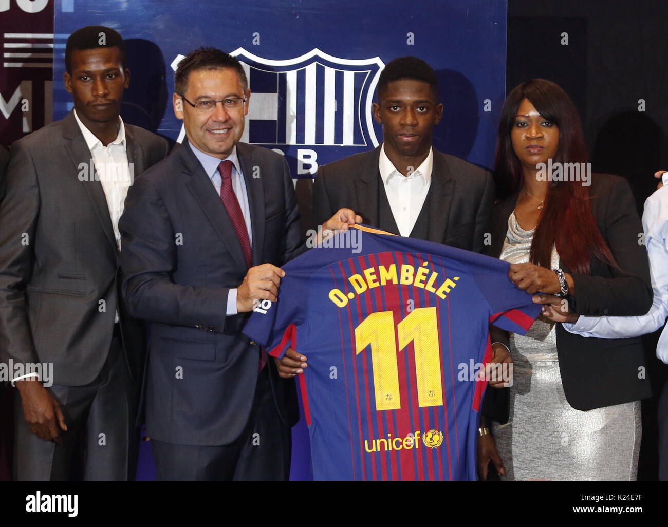 Barcelona, Spain. 28th Aug, 2017. FC Barcelona's new signing Ousmane ...