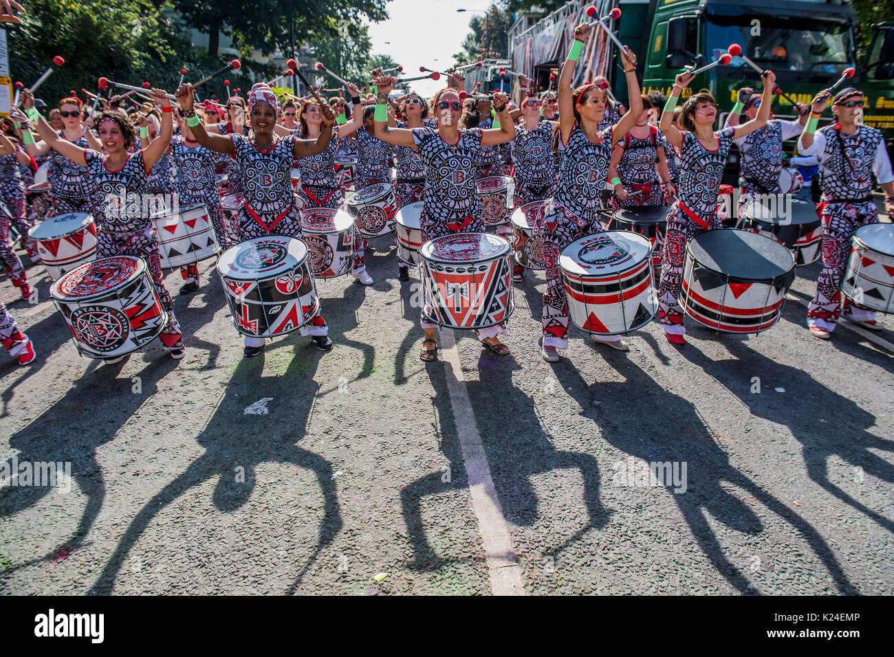 London, UK. 28th Aug, 2017. The Batala drum band from Brazil - The ...
