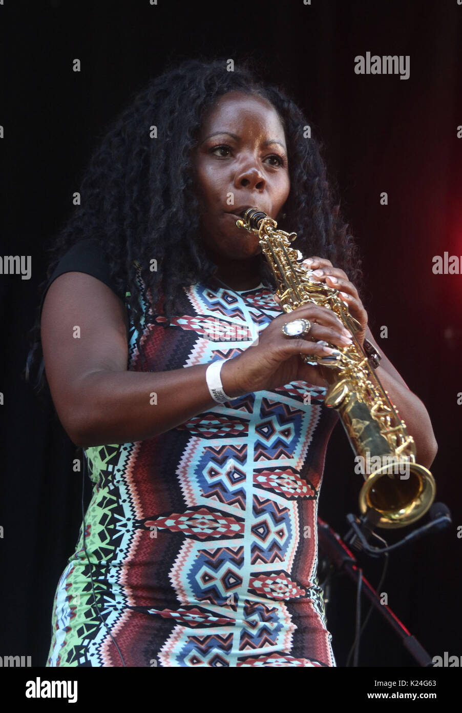 New York, New York, USA. 27th Aug, 2017. Jazz musician TIA FULLER ...
