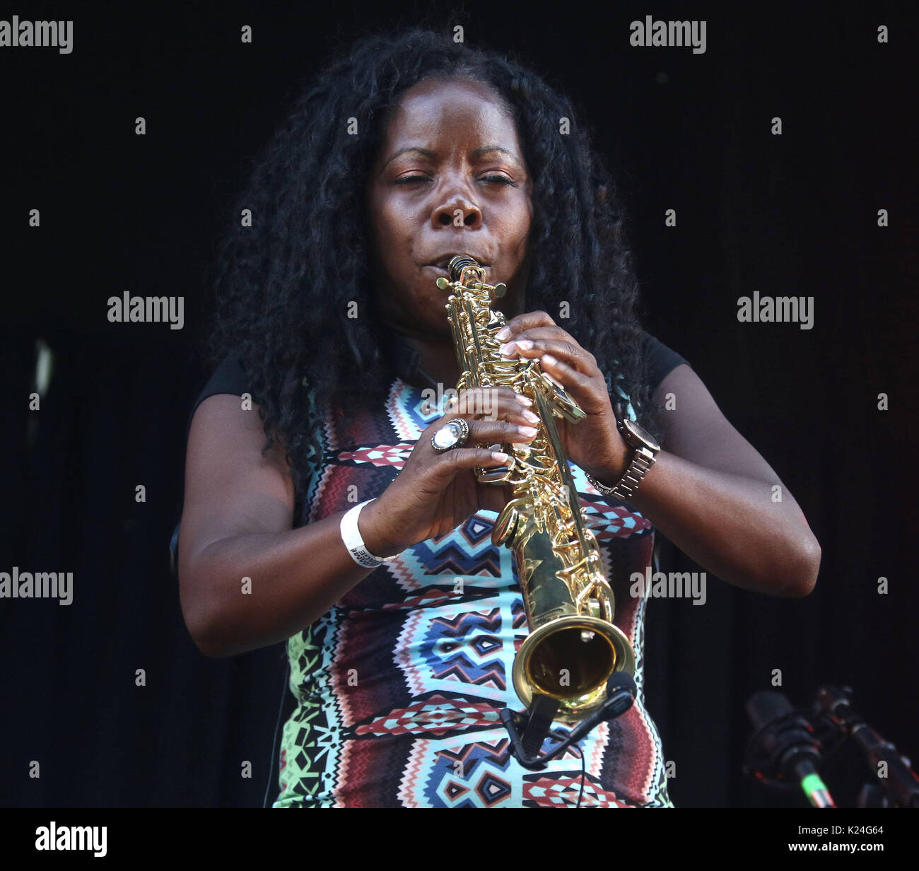 New York, New York, USA. 27th Aug, 2017. Jazz musician TIA FULLER ...